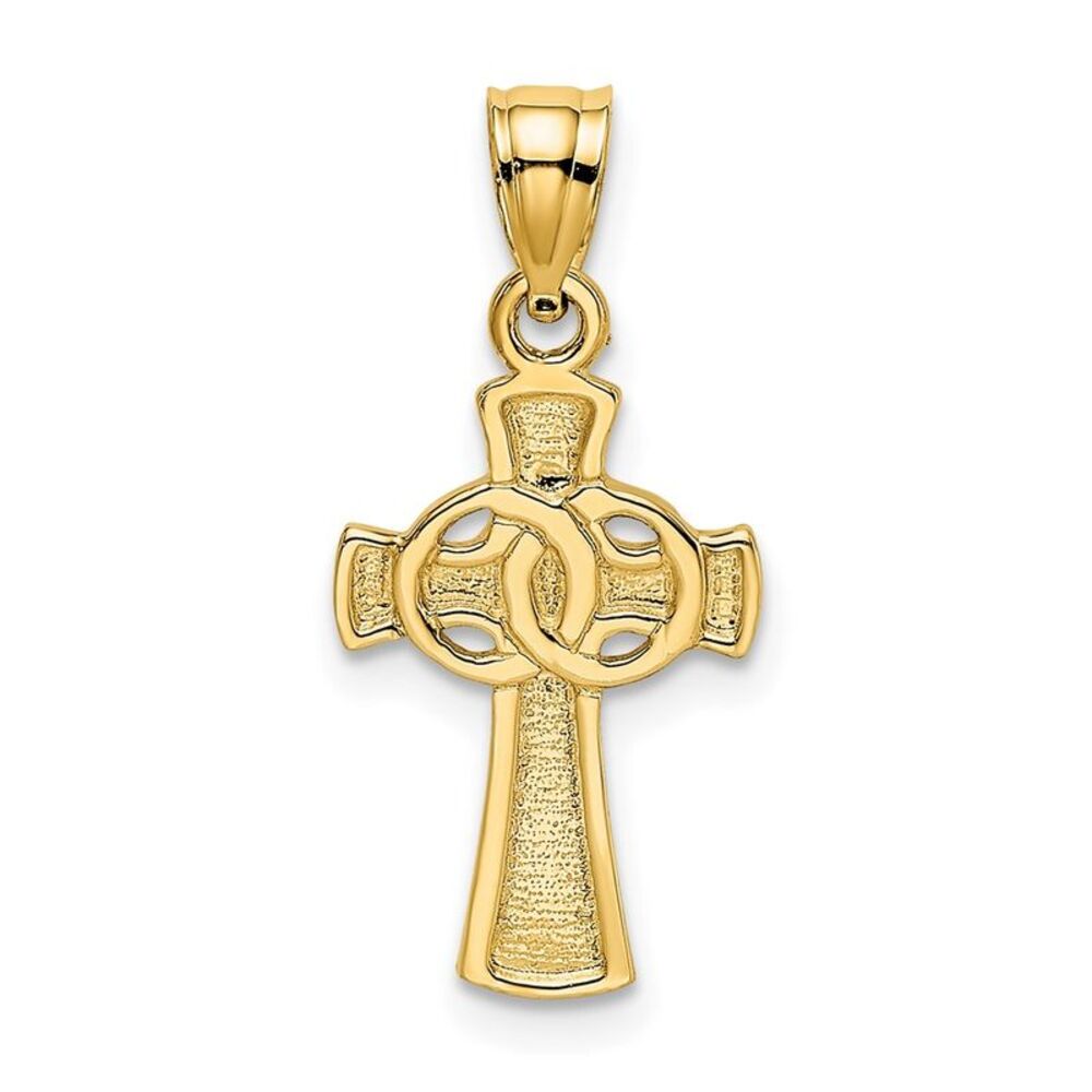 14k Yellow Gold Solid Cross W/ Eternity Rings Cross C… - Gem
